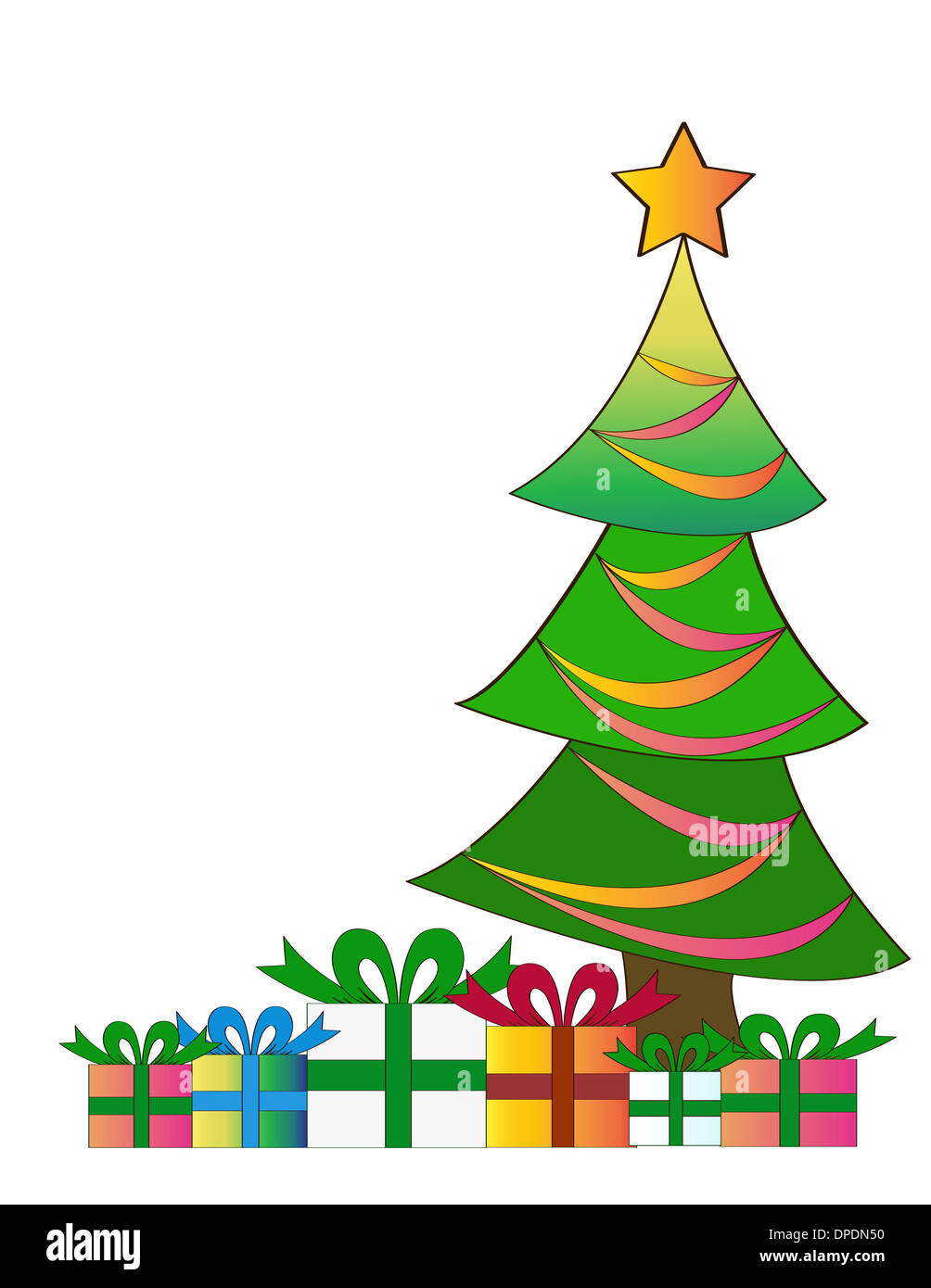 Christmas tree gifts illustration Cut Out Stock Images & Pictures - Alamy