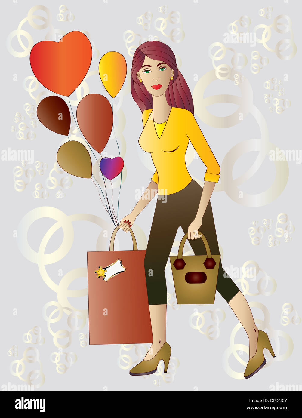Beautiful woman balloons hearts hi-res stock photography and images - Alamy