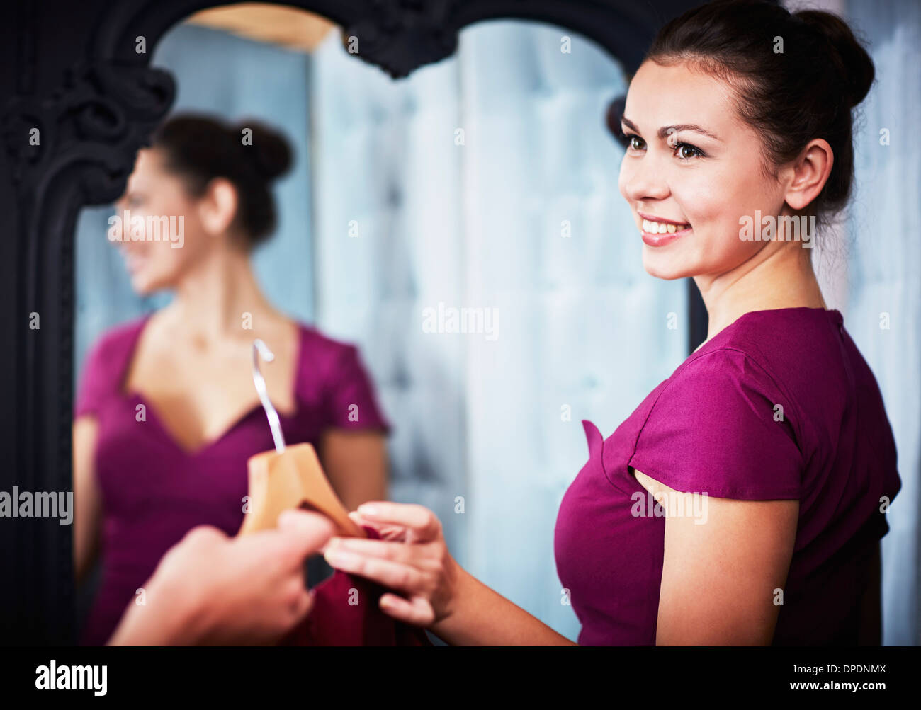 Woman try on and dress hi-res stock photography and images - Alamy