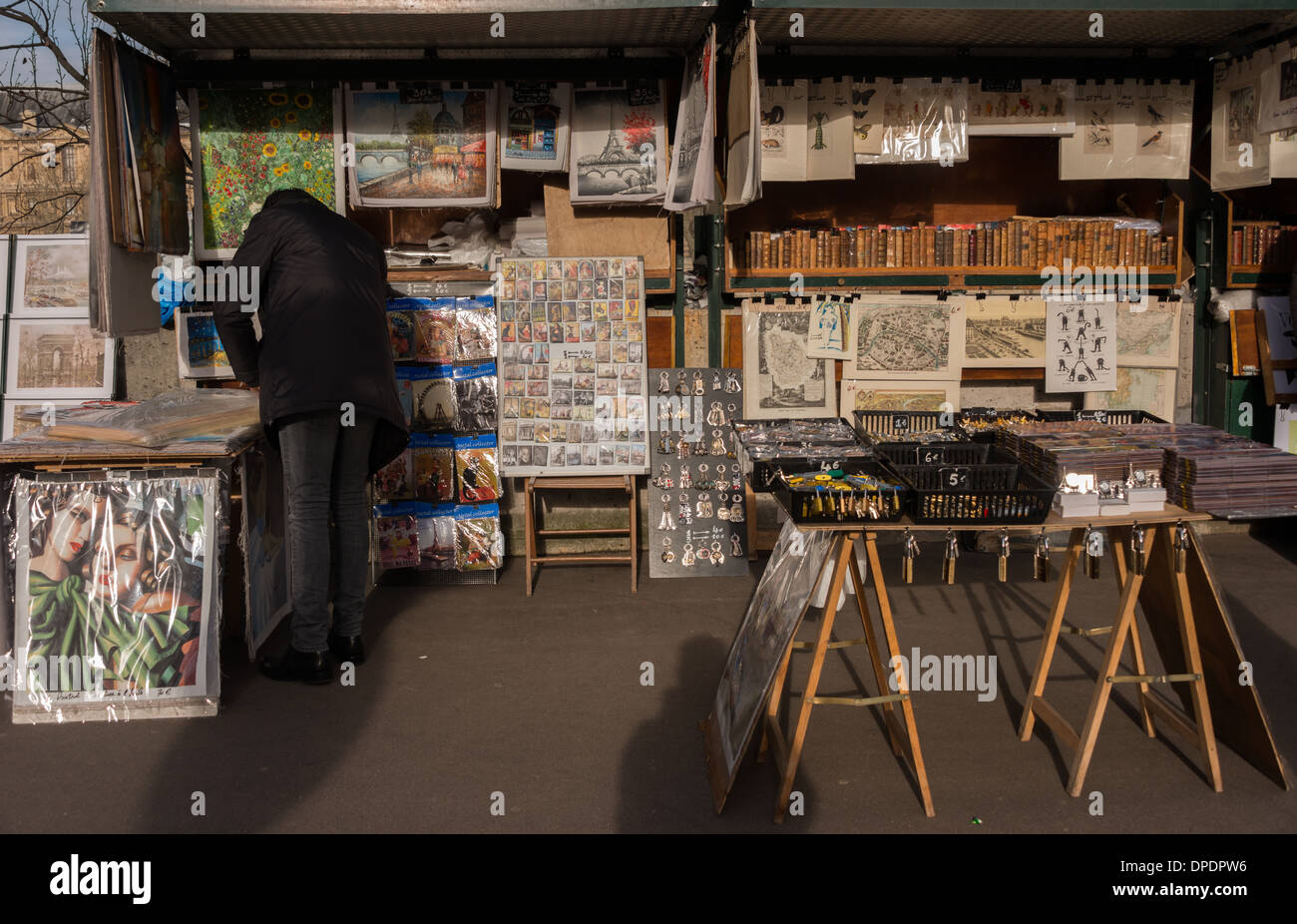 Traditional book and poster stall on the banks of the River Seine ...