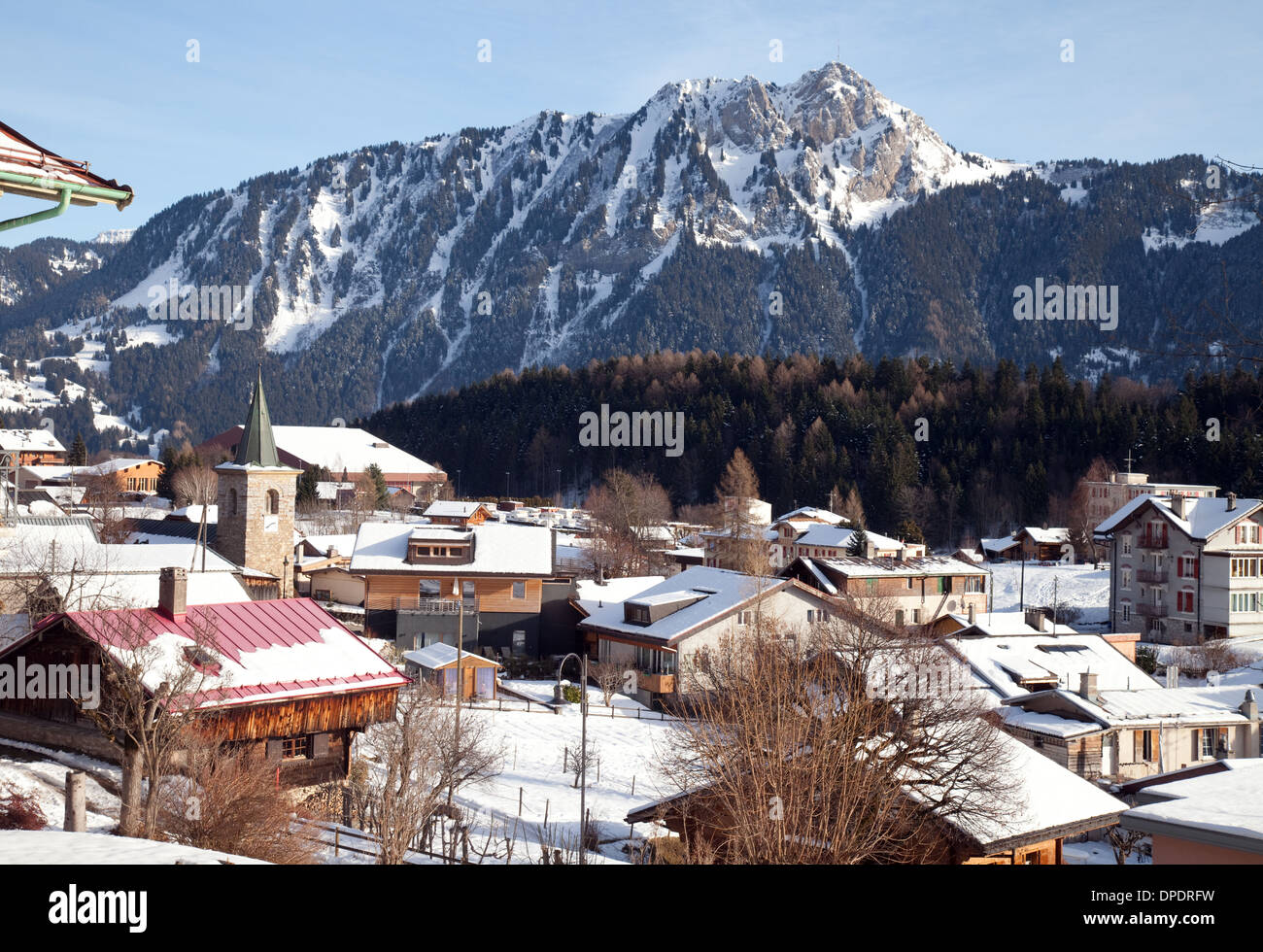 The Swiss skiing village of Leysin, Vaud, Swiss Alps, Switzerland ...