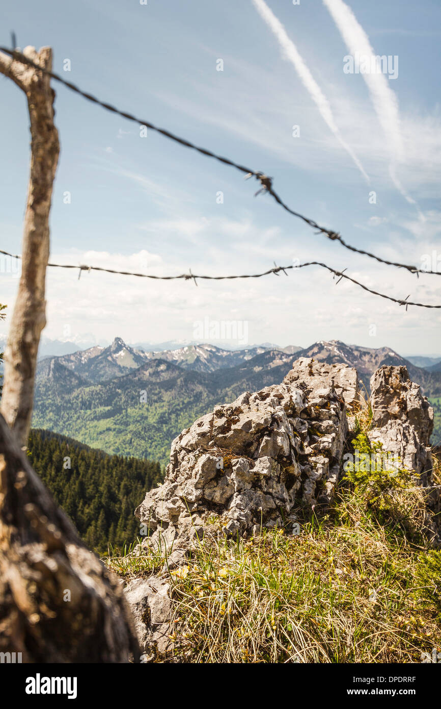 Barbed wire fence on Mt Wallberg, Bavaria, Germany Stock Photo - Alamy