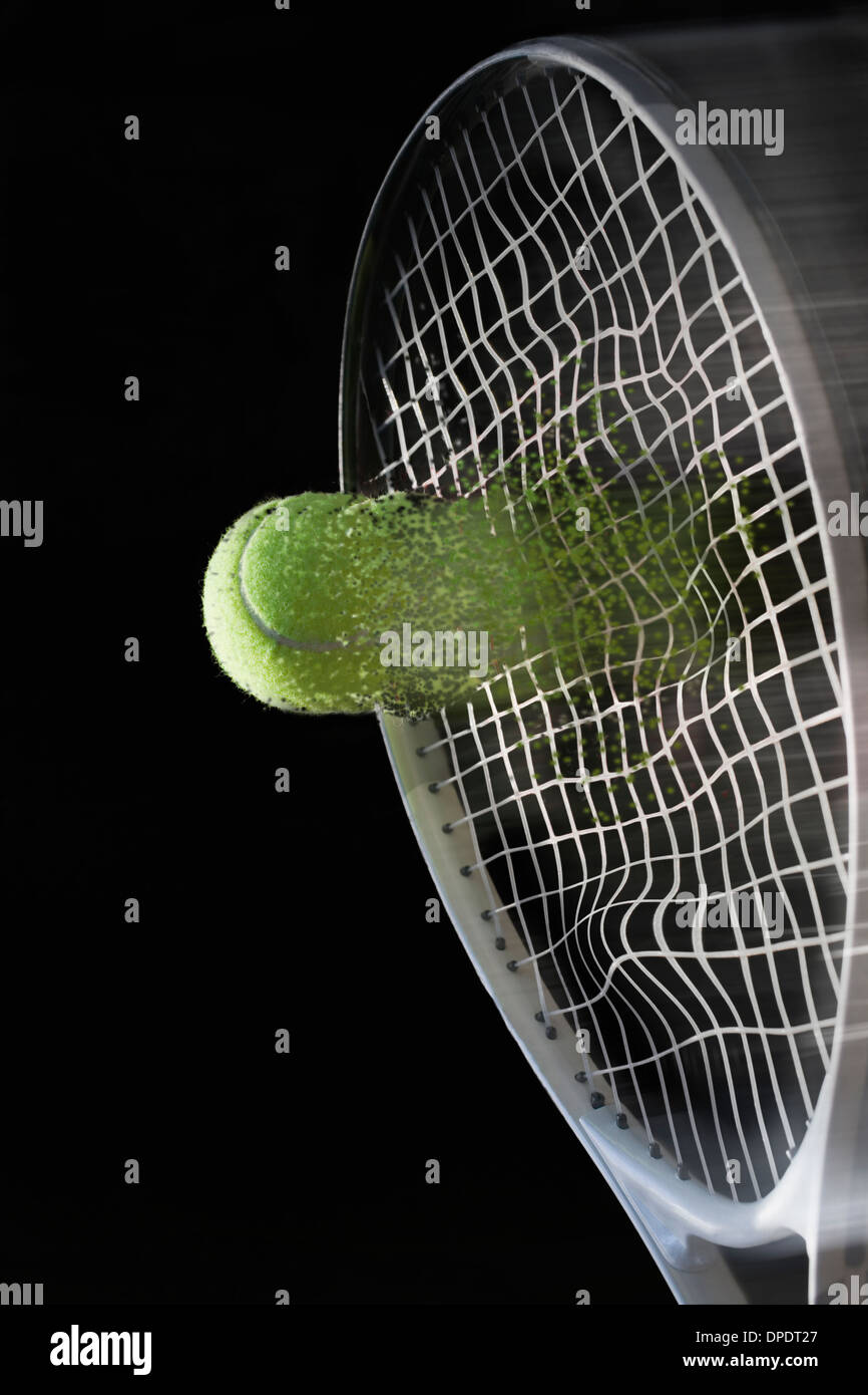 Tennis Ball Hitting Racket Close Up High Resolution Stock Photography ...