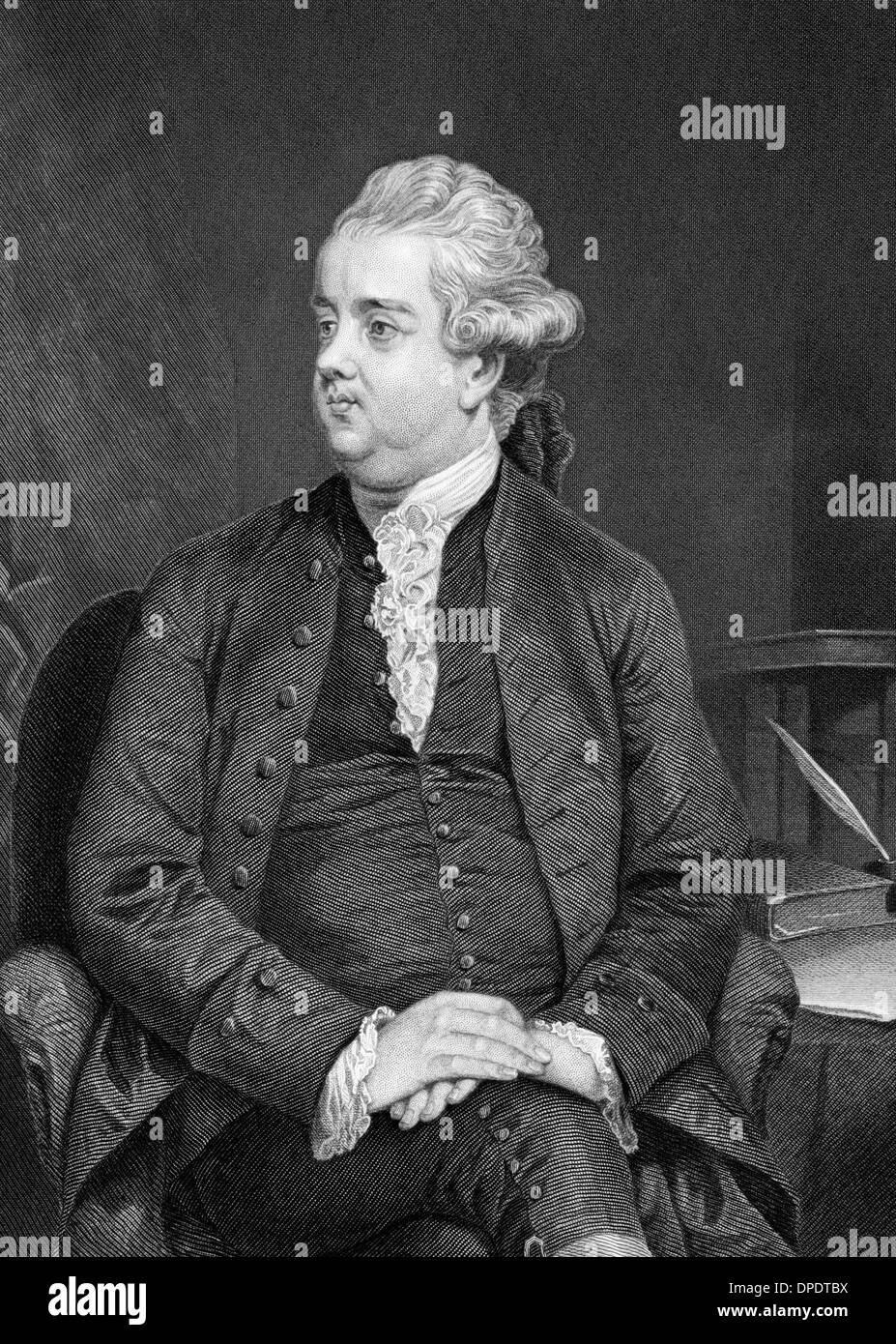 Edward Gibbon (1737-1794) on engraving from 1873. English historian and ...