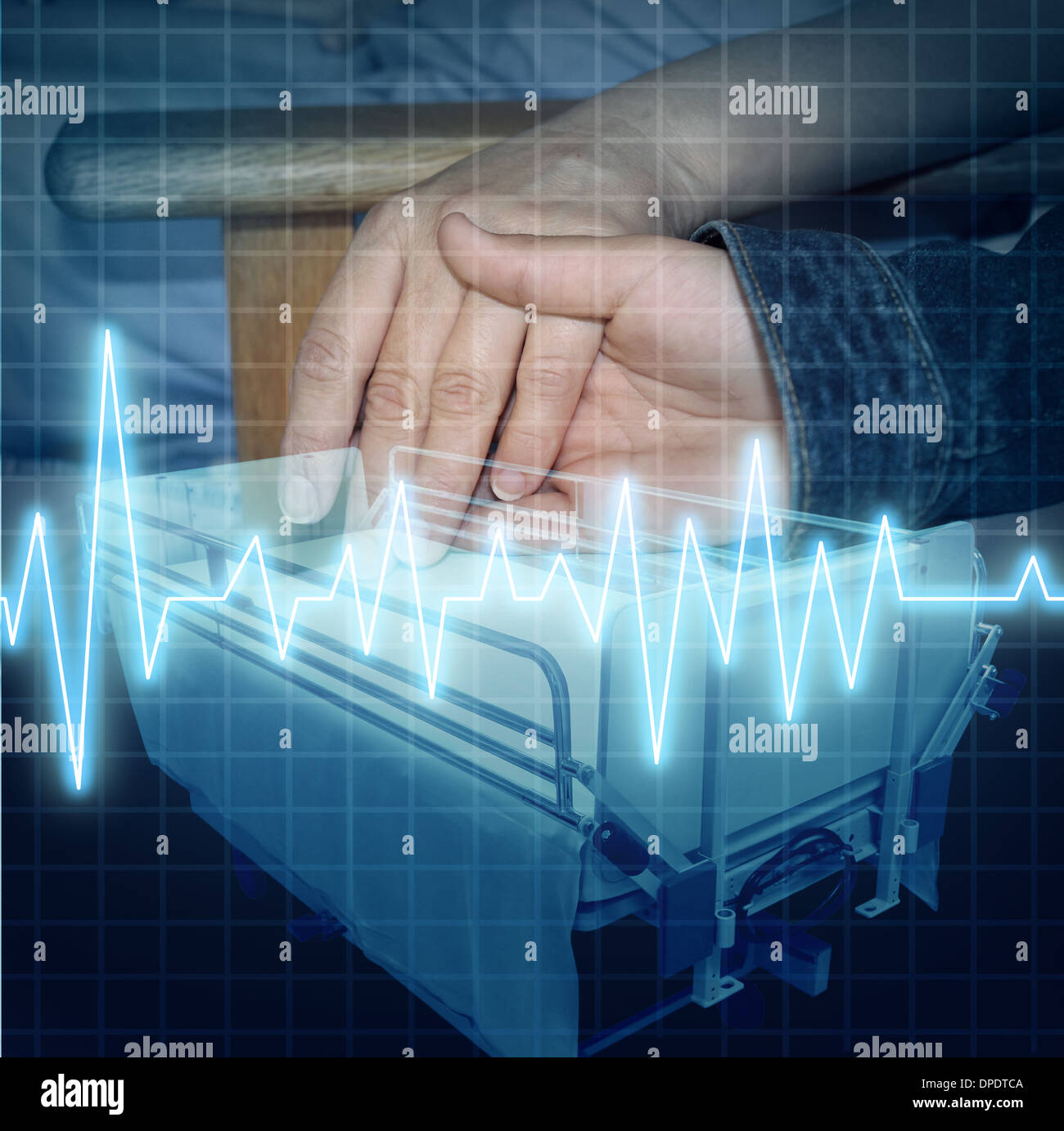 Hospital care and medical family support as the hand of a child giving ...