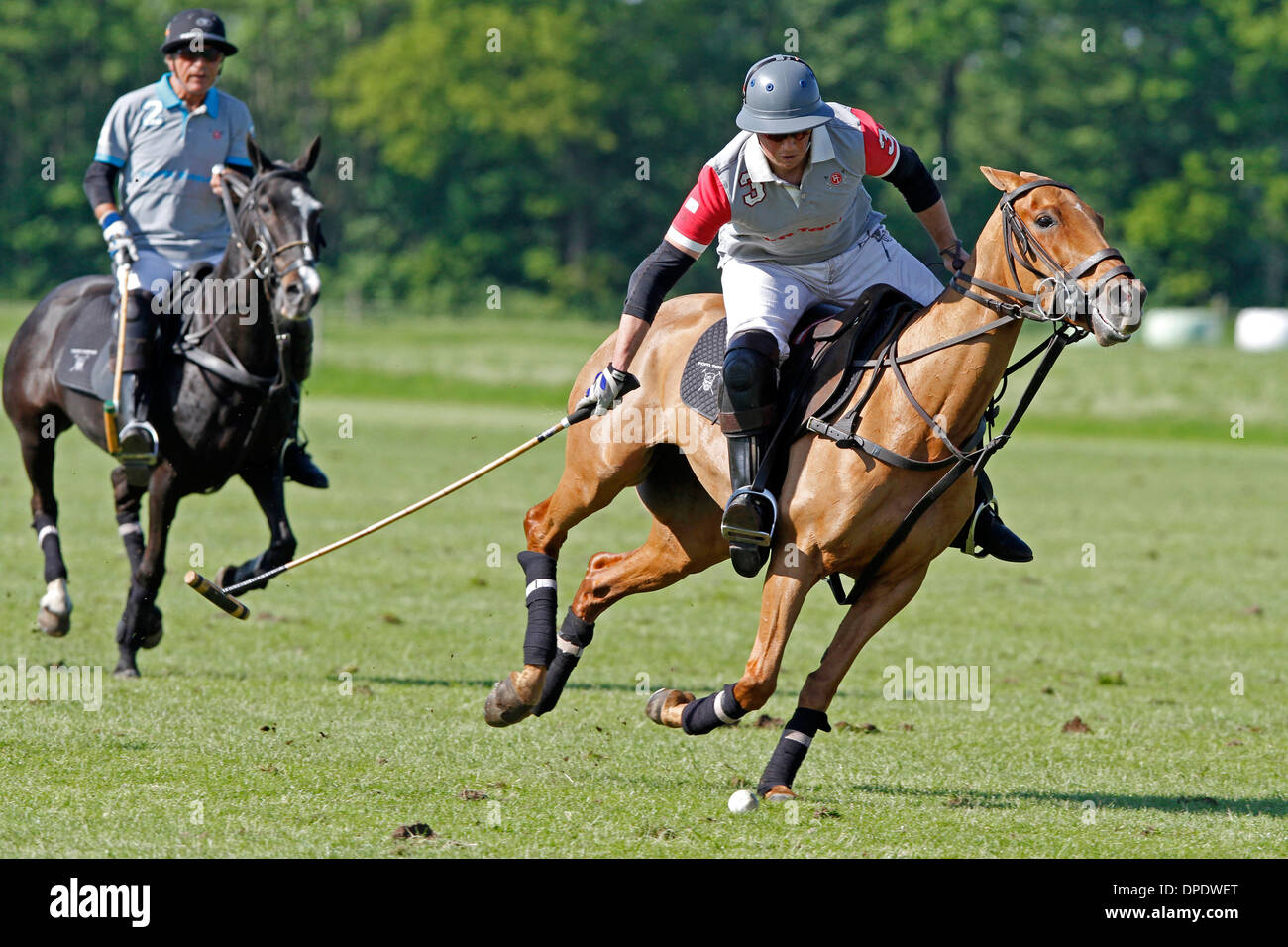 Polo players fight on the ball, Bucherer High Goal Polo Cup Stock Photo ...