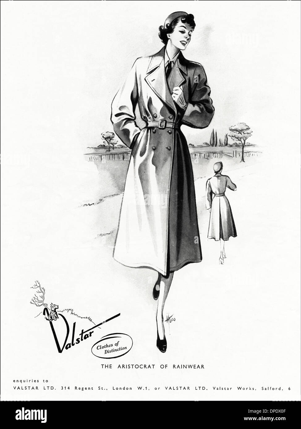 1950s advertisement advertising VALSTAR lady's waterproof outdoor coat ...