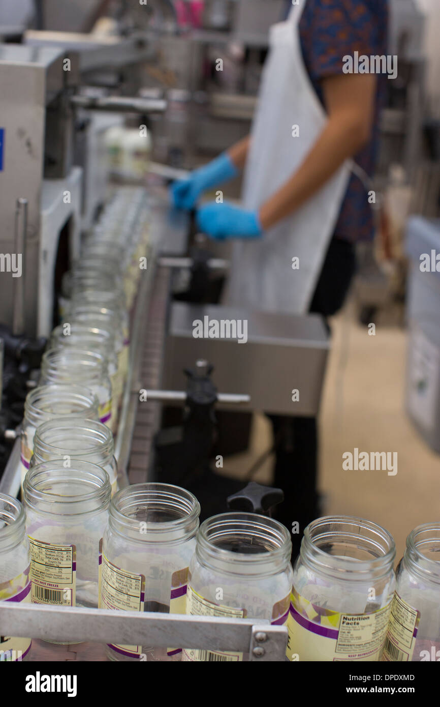 Glass jars on production line Stock Photo - Alamy