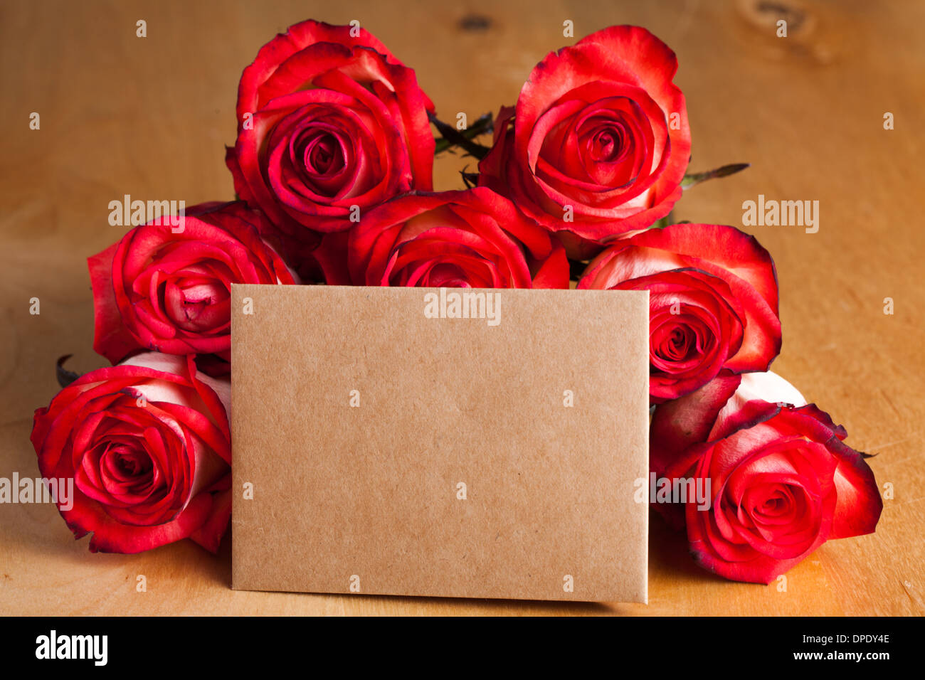 Roses and card Stock Photo - Alamy