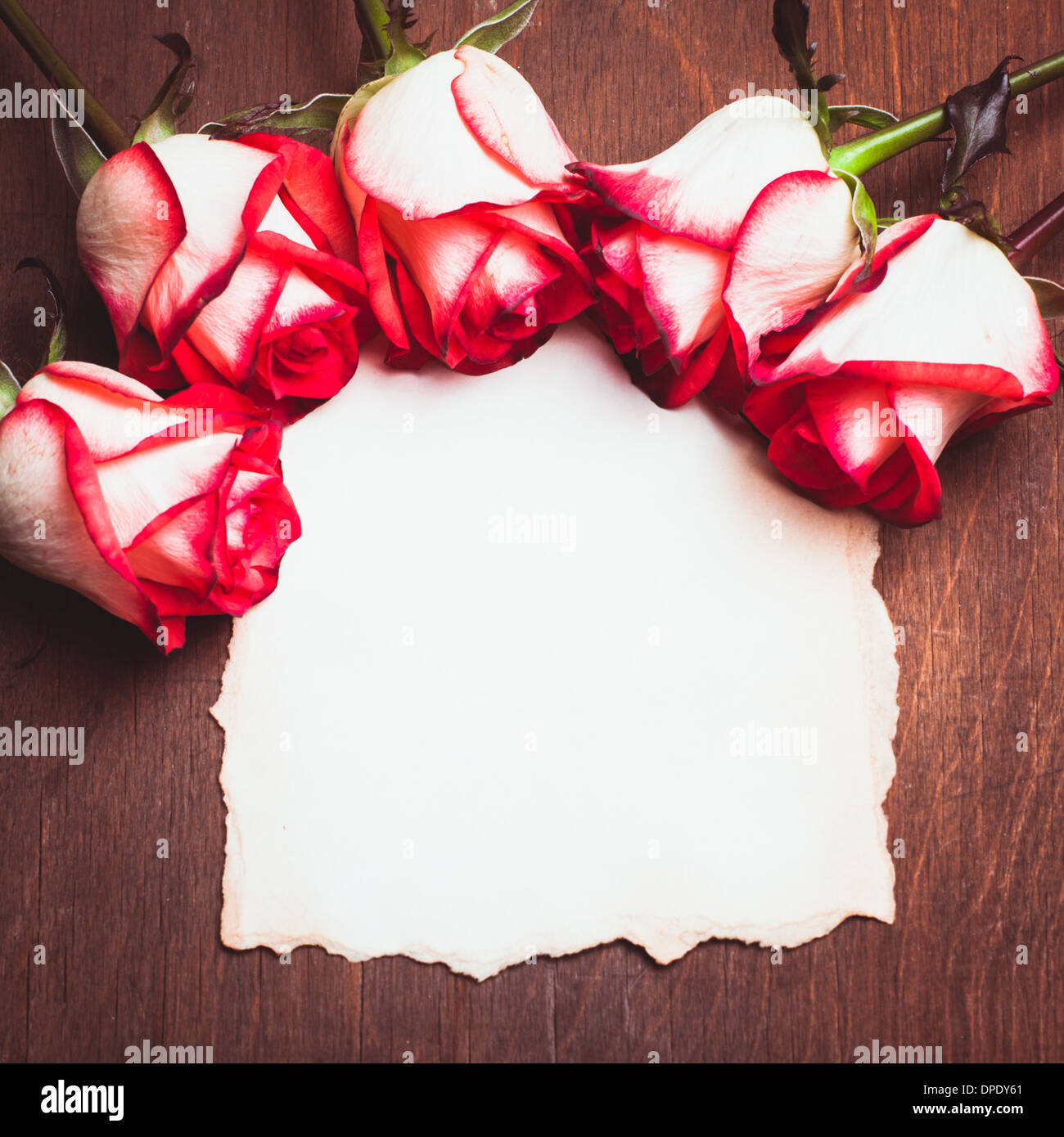 Roses and card Stock Photo - Alamy