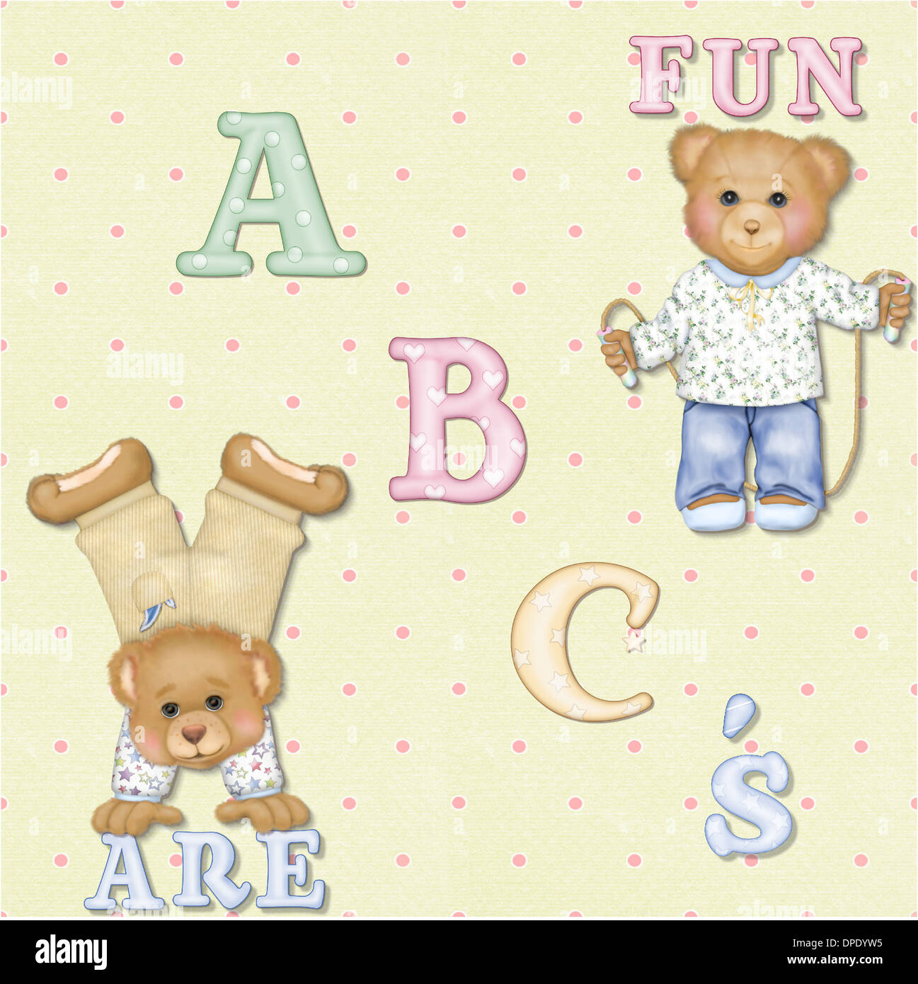 A seamless tile of teddy bears and the alphabet Stock Photo - Alamy
