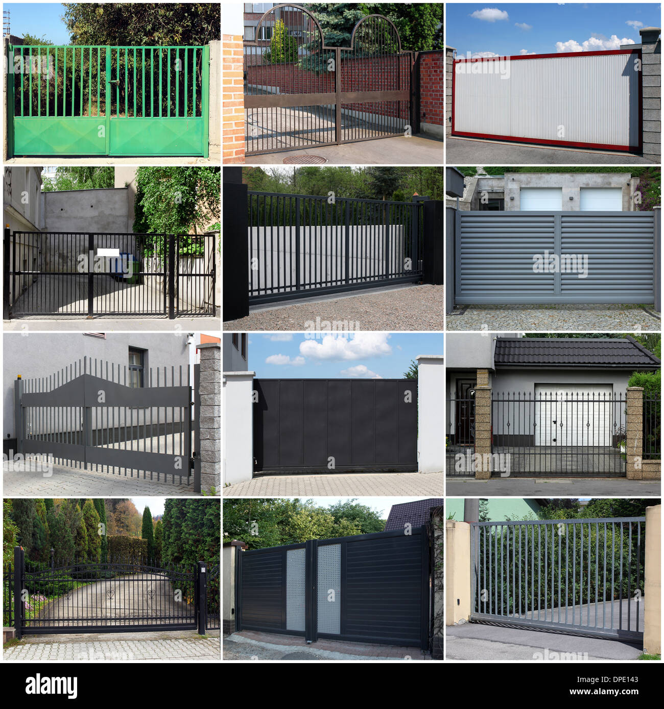 collection of metal, modern gates Stock Photo - Alamy