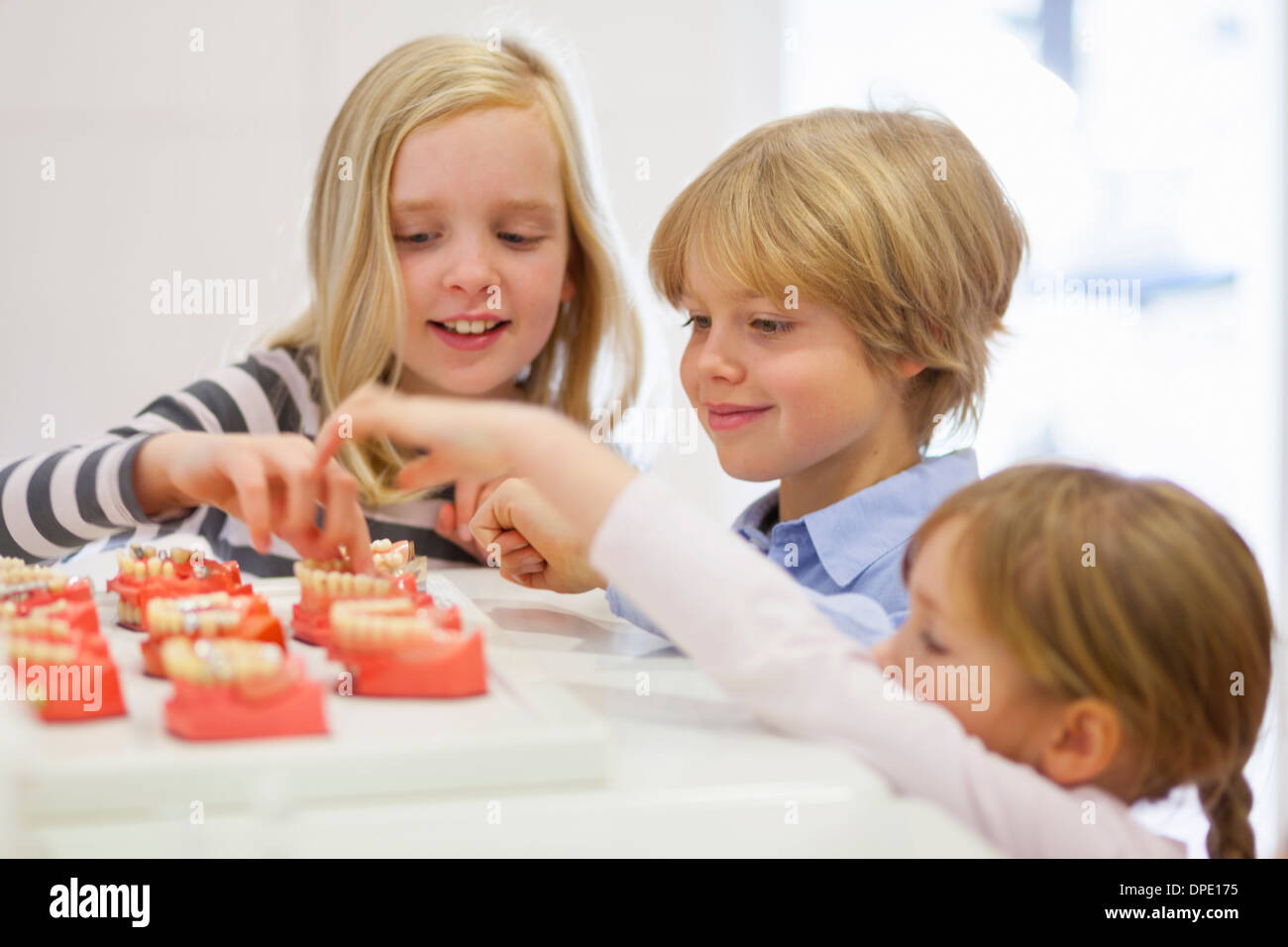 Children looking at false teeth Stock Photo - Alamy