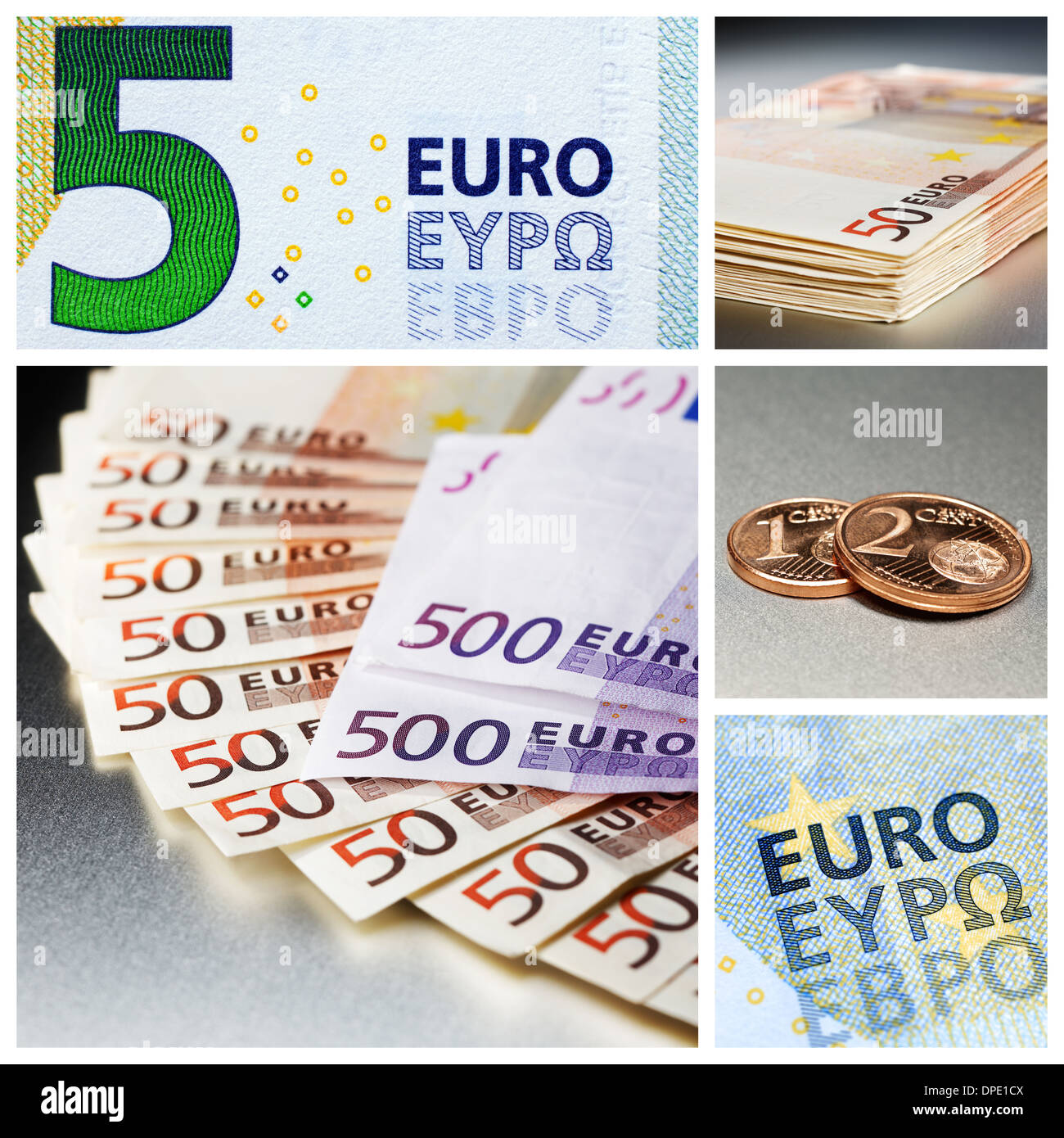 A close-up of a new 5 Euro bank note with added Bulgarian EBPO writing ...