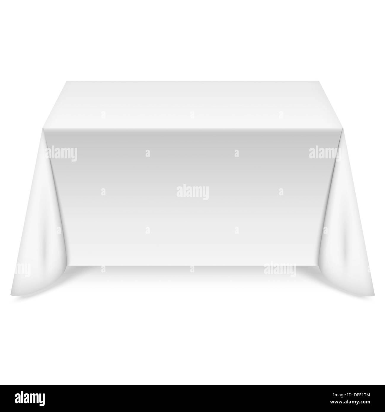 Rectangular table with white tablecloth. Vector illustration Stock ...