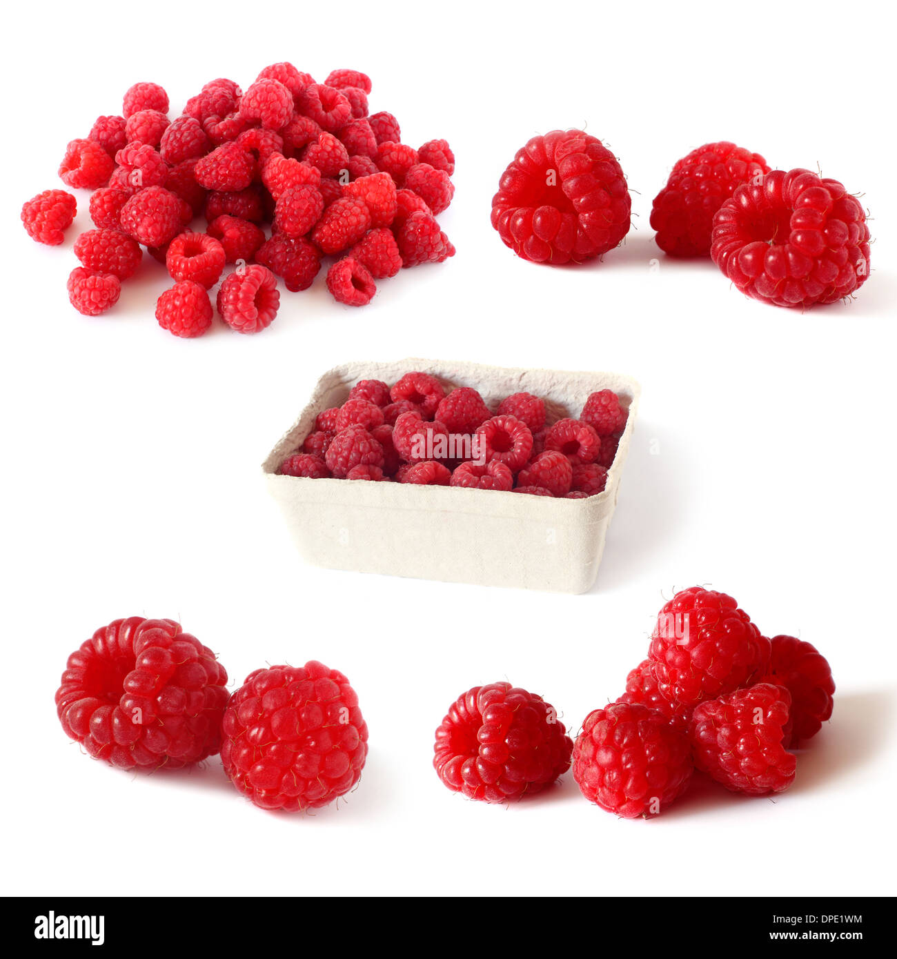 collection of raspberries on white Stock Photo - Alamy