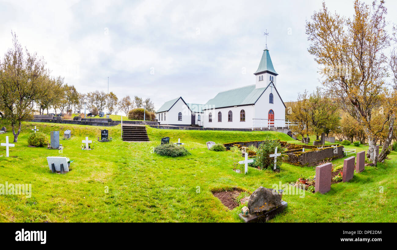 Cemetery and church in Iceland Stock Photo - Alamy