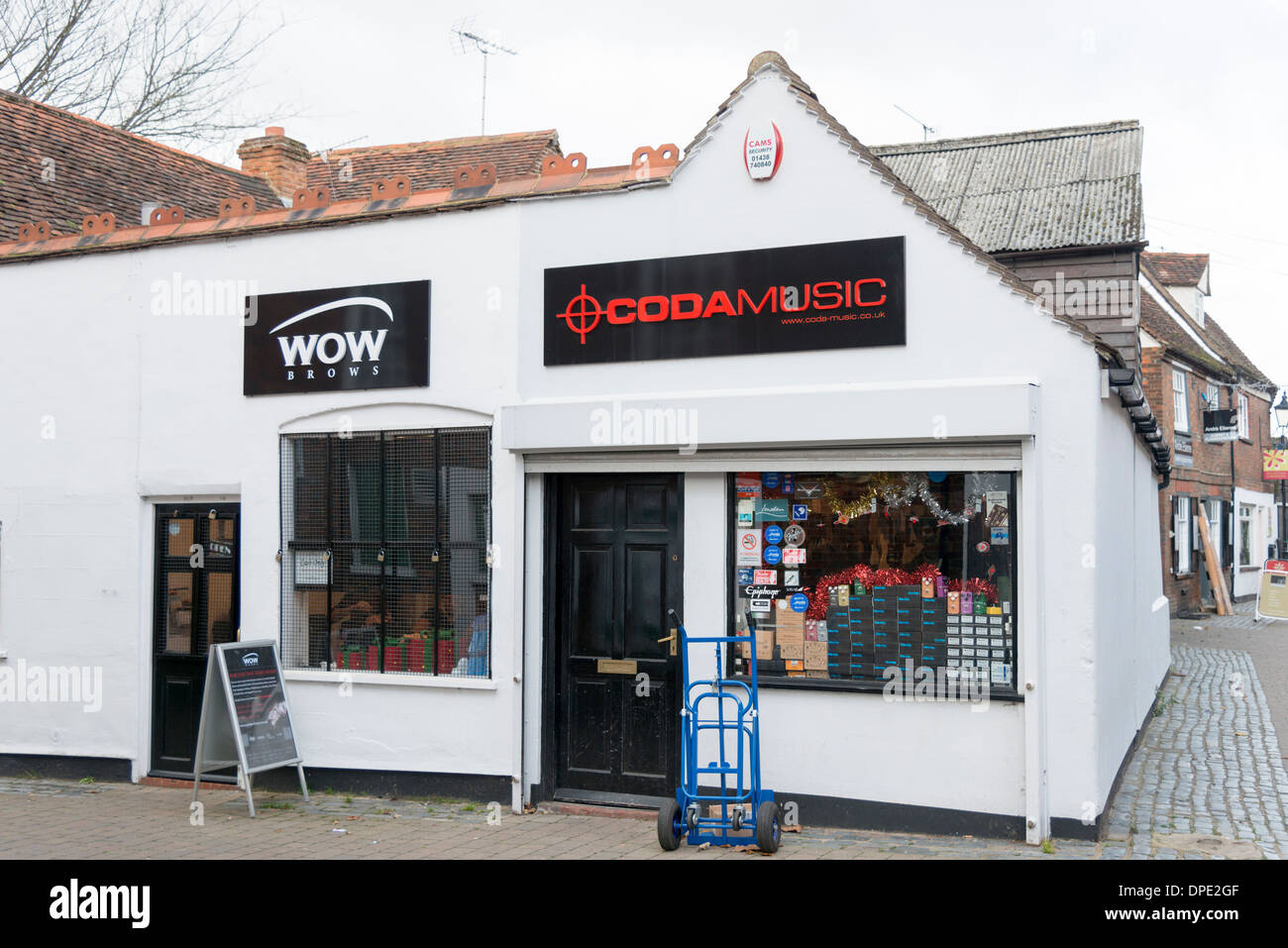 The Coda Music shop which sells guitars and amplifiers in Old Stevenage ...