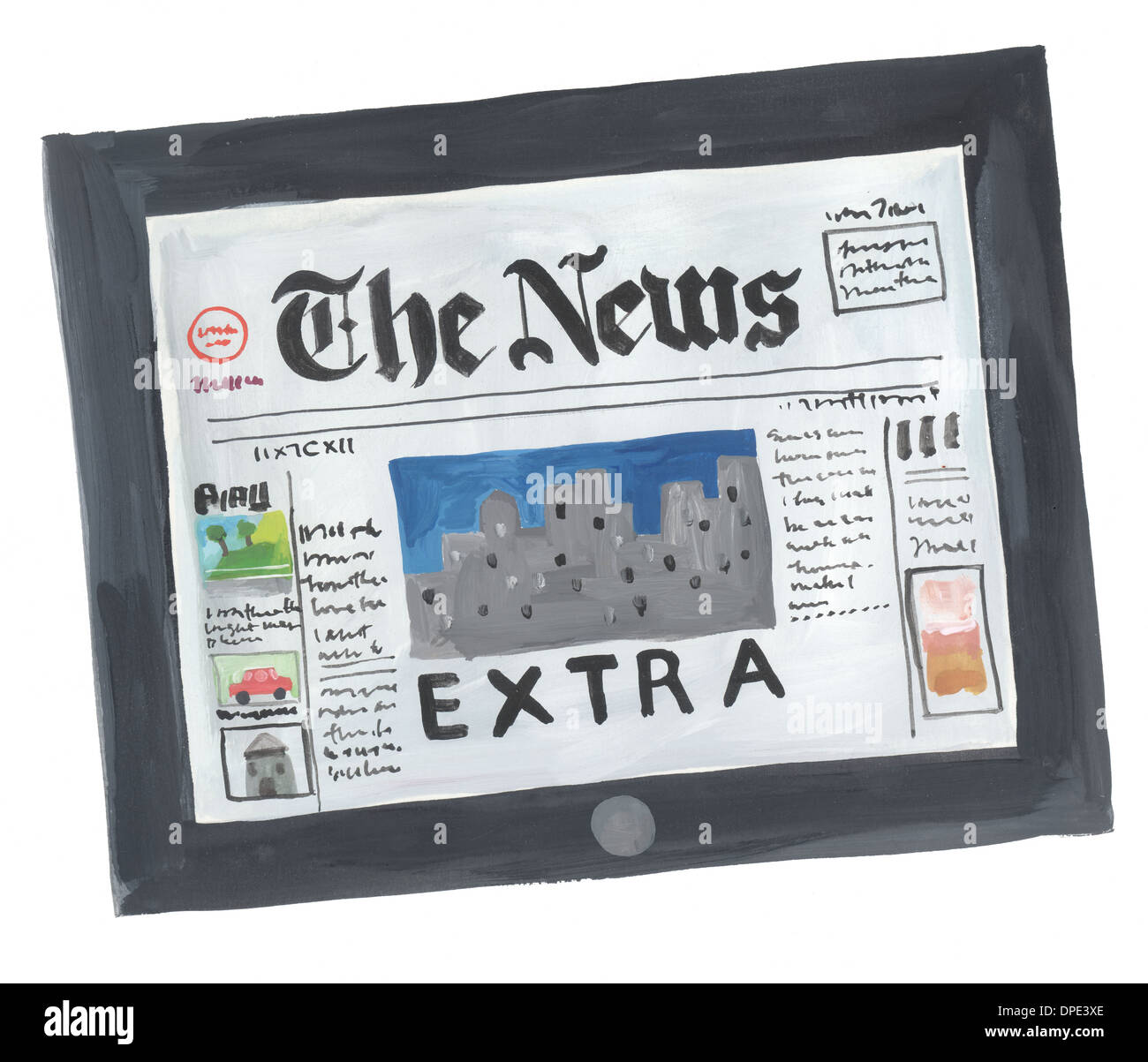 Reading newspaper and tablet illustration hi-res stock photography and ...