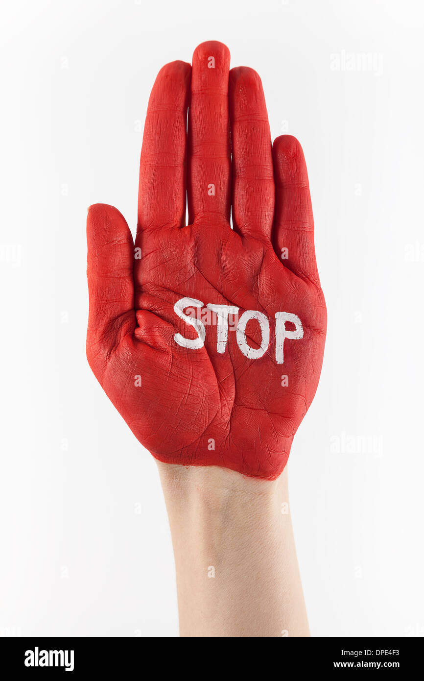 Sign hand up stop hi-res stock photography and images - Alamy