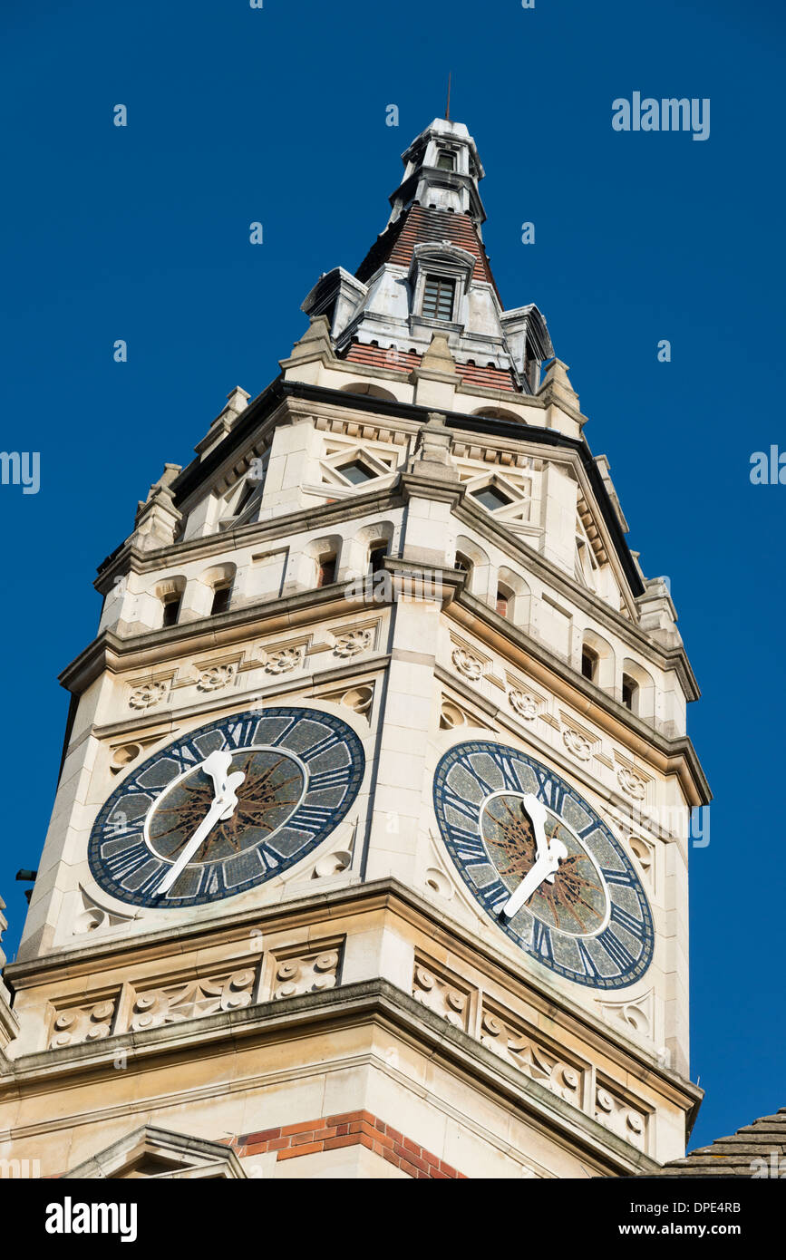 An ornate clock tower and roof on the top of the LLoyds Bank building ...