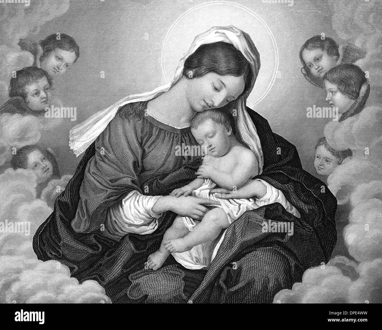 MARY, JESUS, ANGELS Stock Photo - Alamy