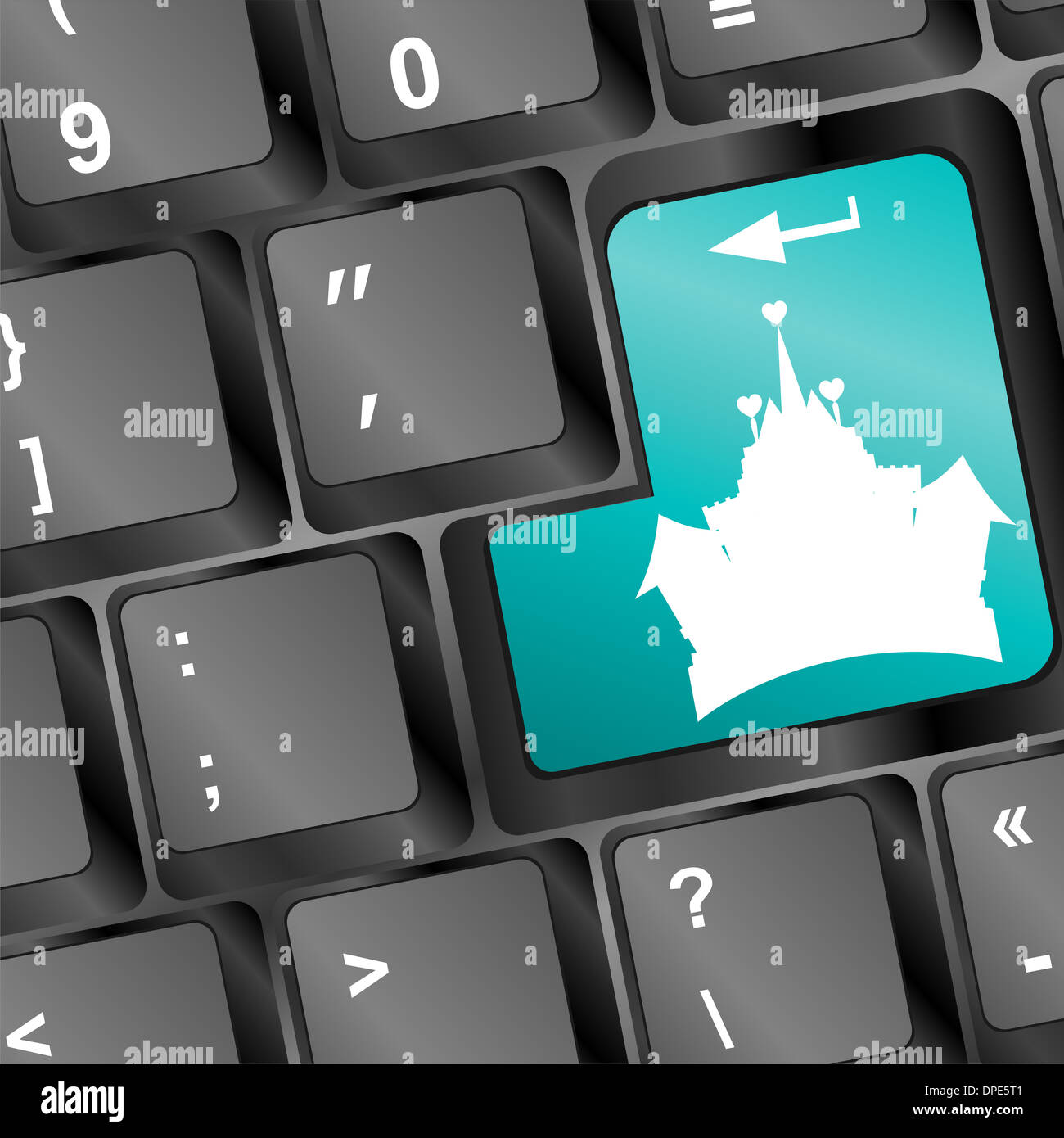 castle sign on computer pc keyboard key button Stock Photo - Alamy