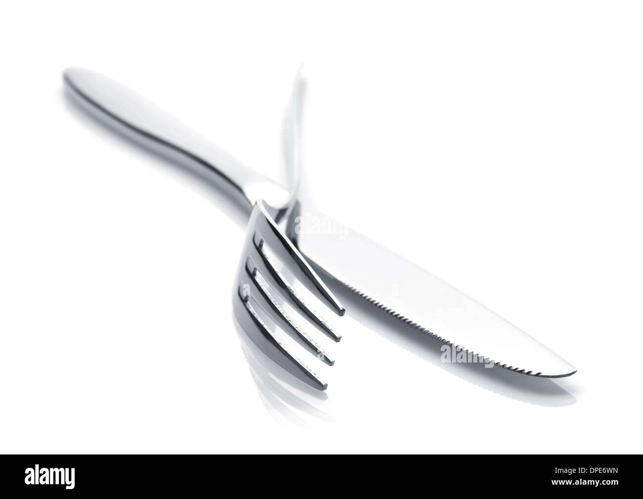 Silverware or flatware set of fork and knife. Isolated on white ...