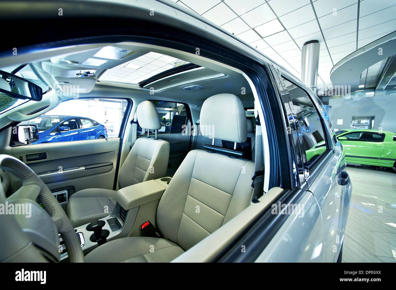 Cars Dealer Showroom Small SUV. Wide Angle Photo. Car Business Photo ...