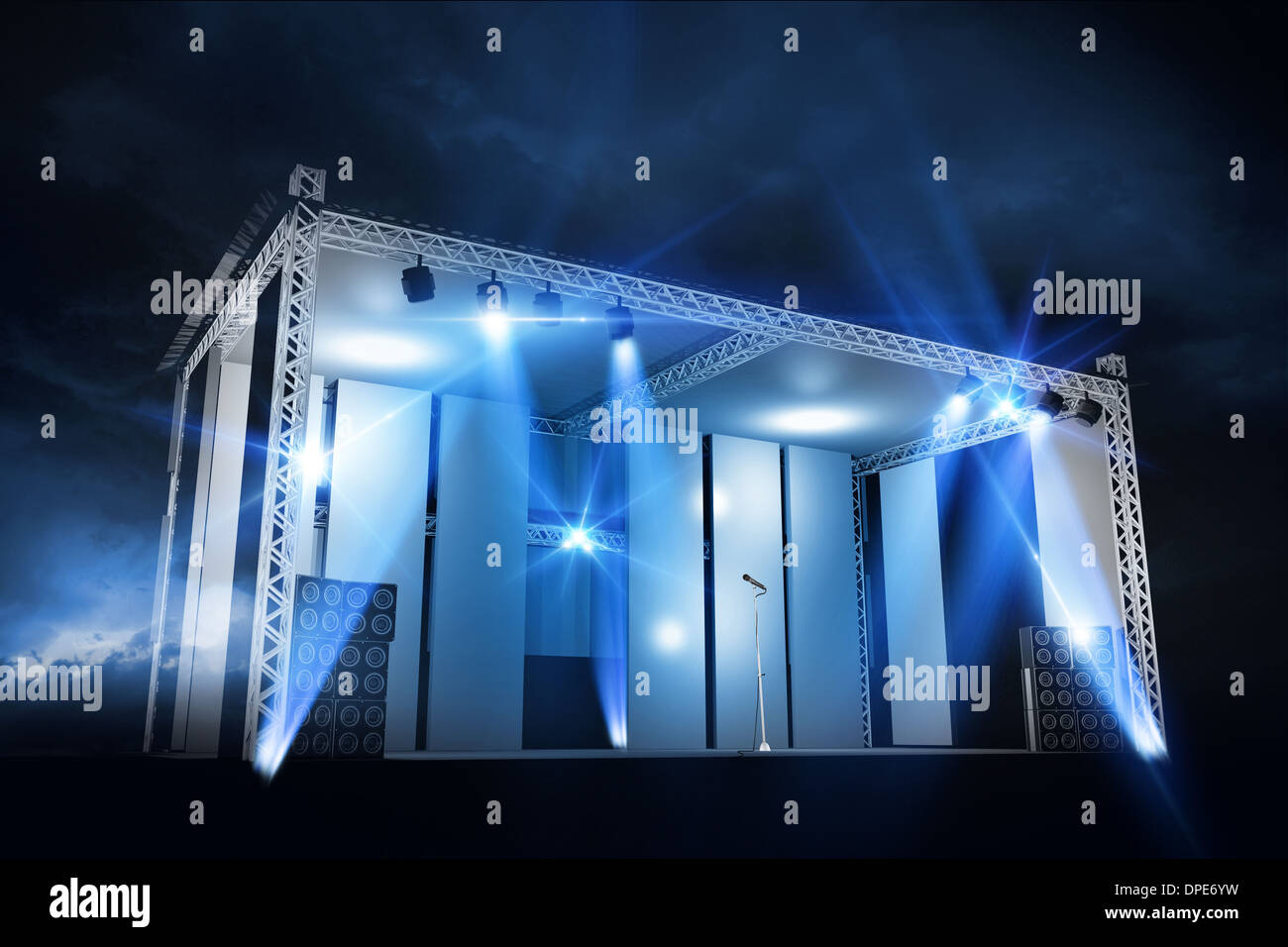 Concert Stage Illumination Illustration. Cool 3D Concert Scene Render ...