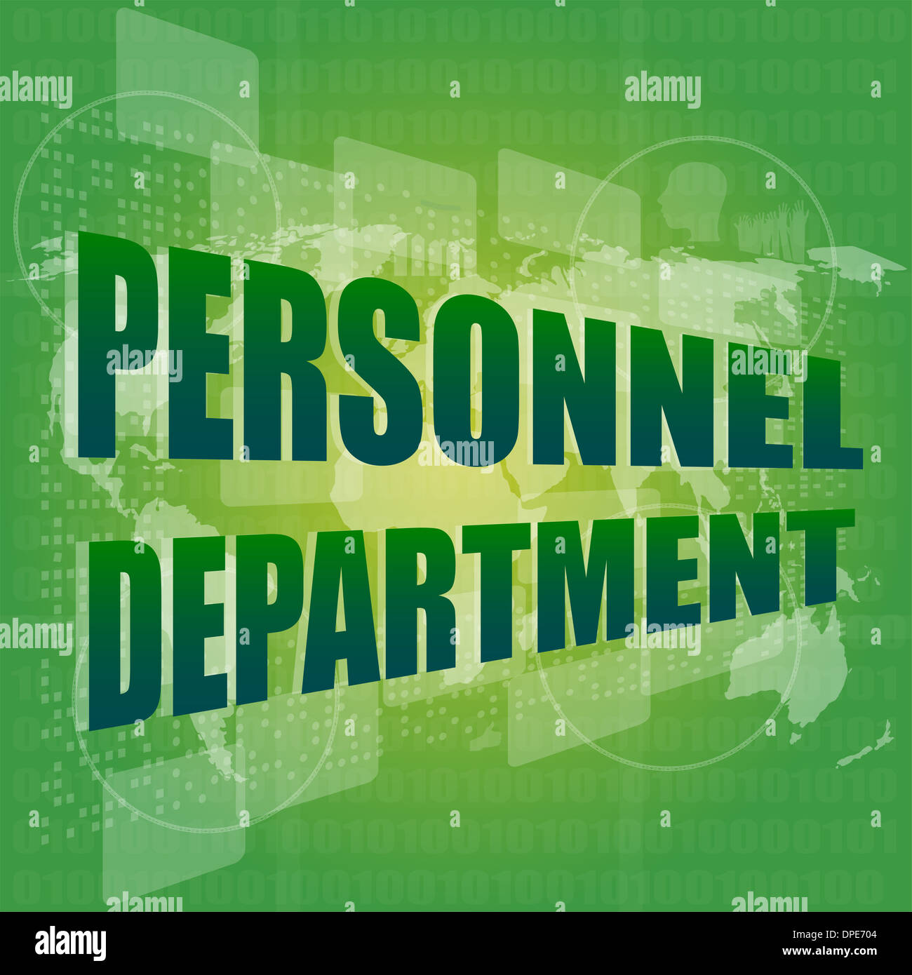 personnel department words on digital screen with world map Stock Photo ...