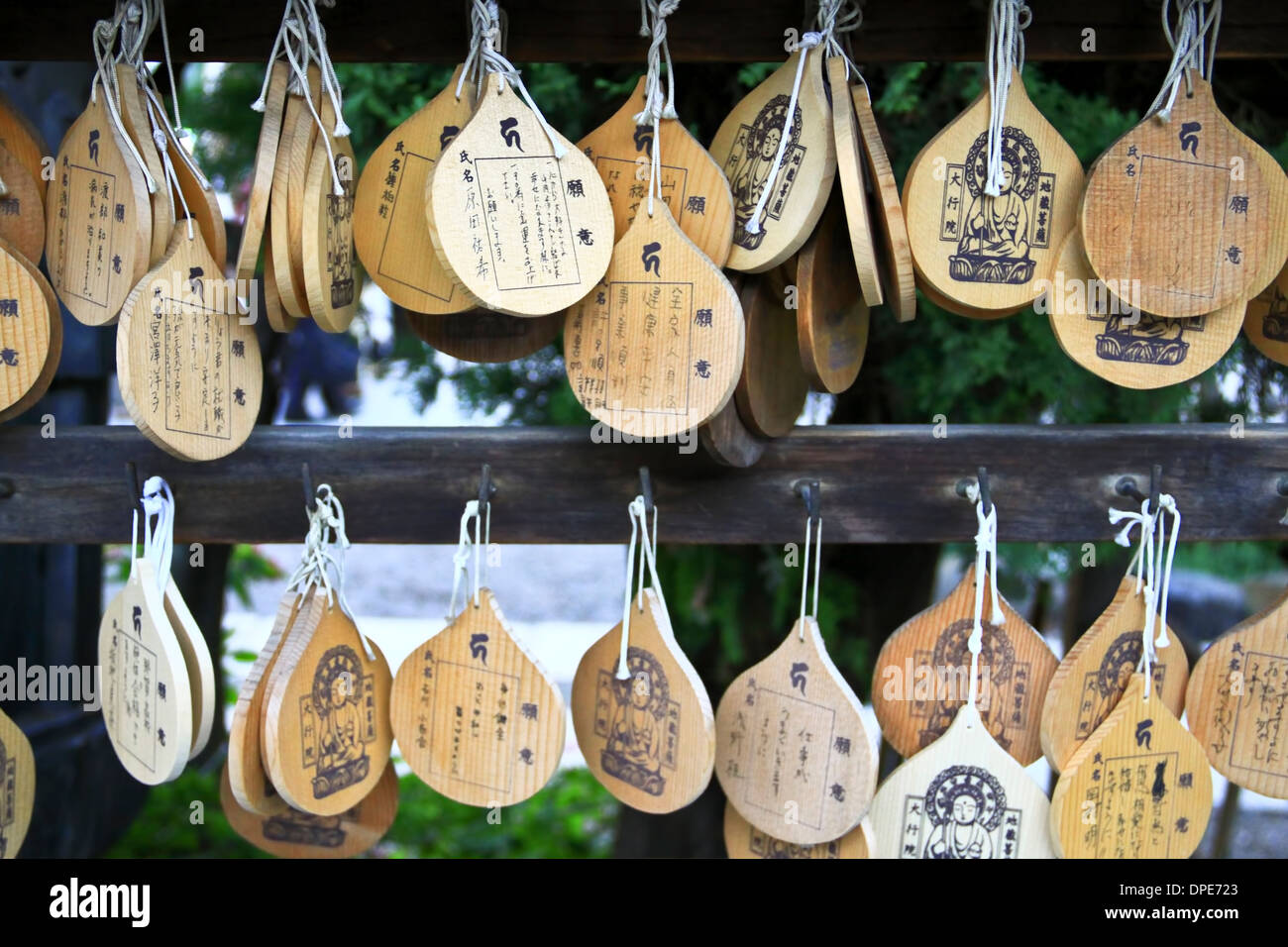 Wooden Japanese prayer tablets for sale at Senso-ji Temple, Tokyo ...