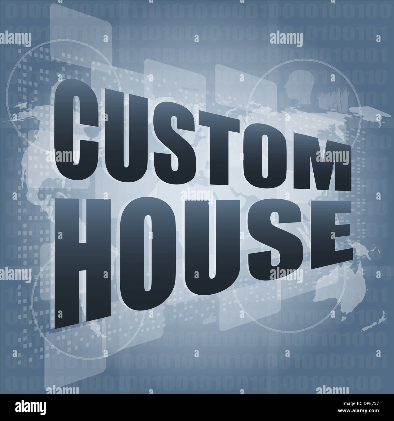 custom house words on digital screen with world map Stock Photo - Alamy