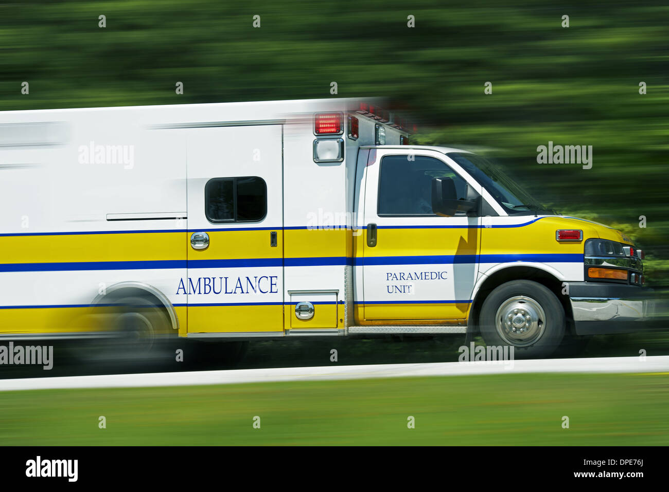 Ambulance Paramedic Unit in Motion. Speeding Ambulance. Emergency Call ...