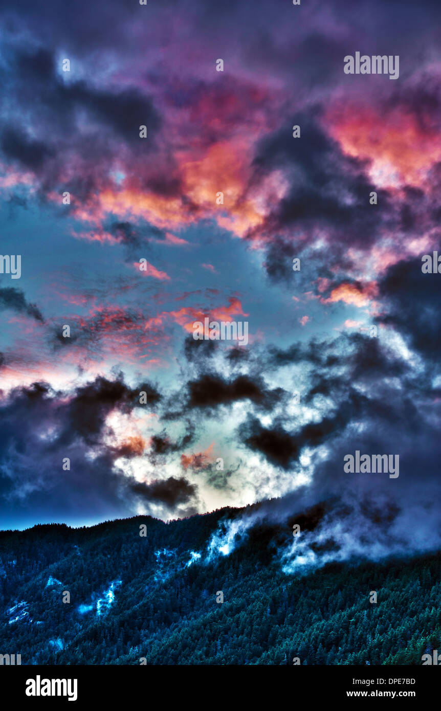 HDR Mountain Sunset - Washington Olympic Peninsula, USA Stock Photo - Alamy