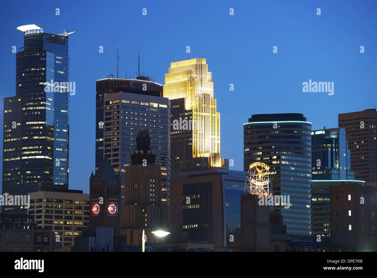 Minneapolis at Night. Downtown Minneapolis, Minnesota, USA. Skyline ...