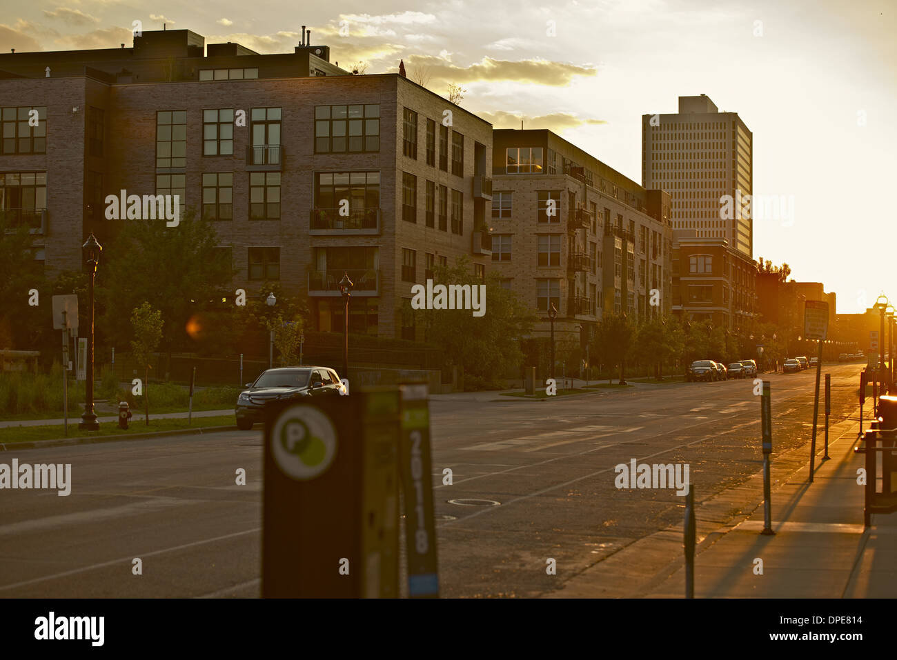 Streets of Minneapolis, Minnesota, USA. Sunset in Minneapolis ...