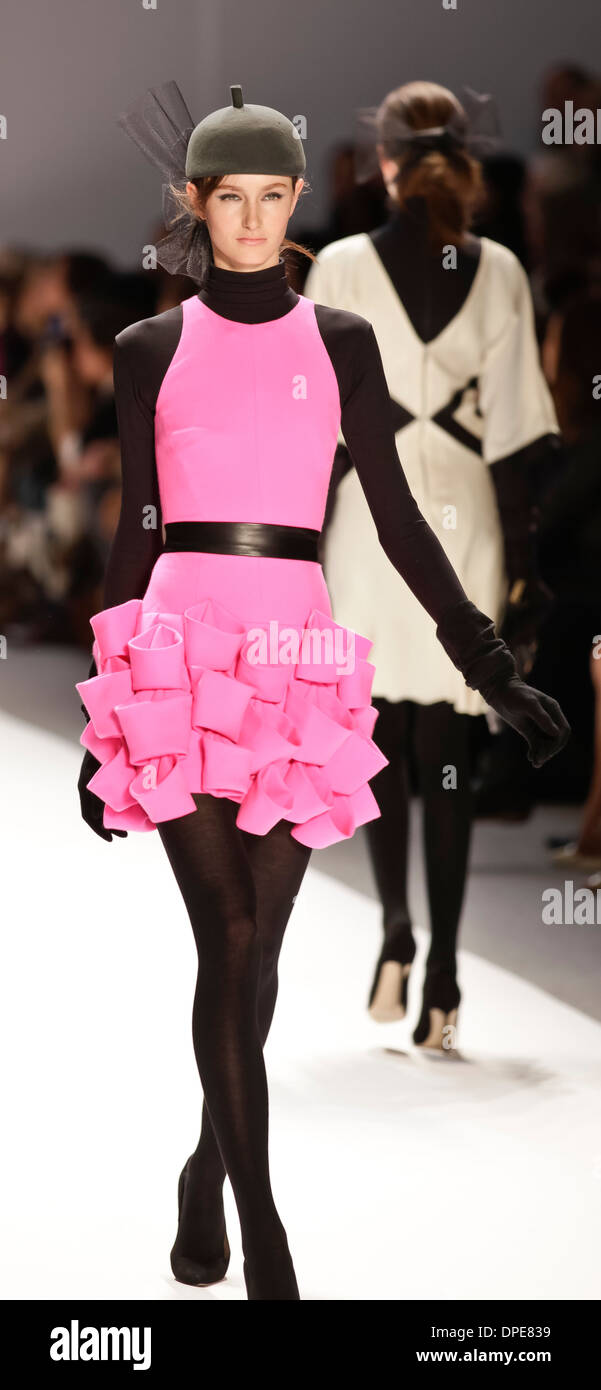NEW YORK, USA - FEBRUARY 15, 2012: Model walks runway for Milly ...