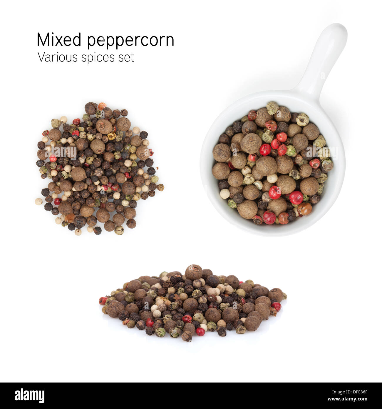 Mixed peppercorn. Isolated on white background Stock Photo - Alamy