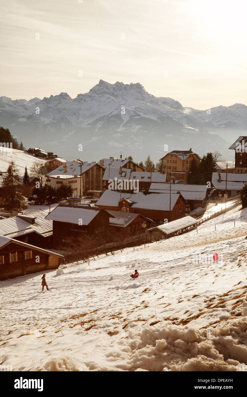 Leysin, Switzerland - alpine skiing village at 1350m, Swiss alps, Vaud ...