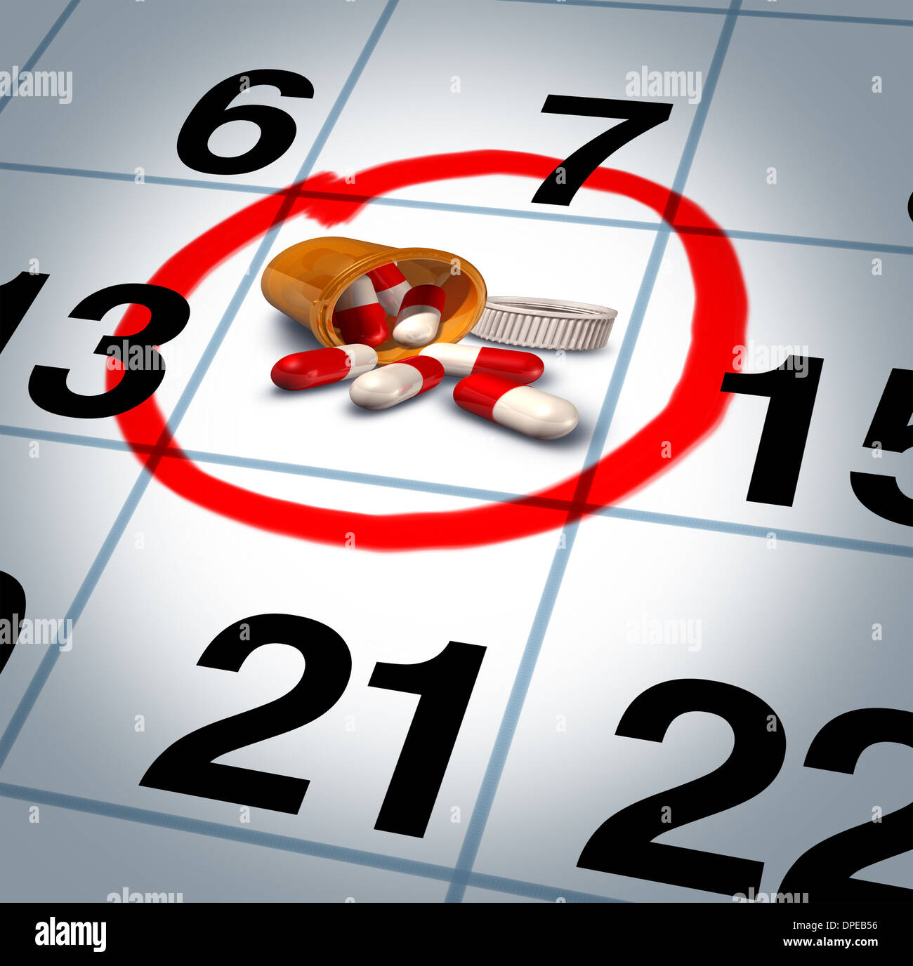 Medicine reminder health care concept as a month calendar with a ...