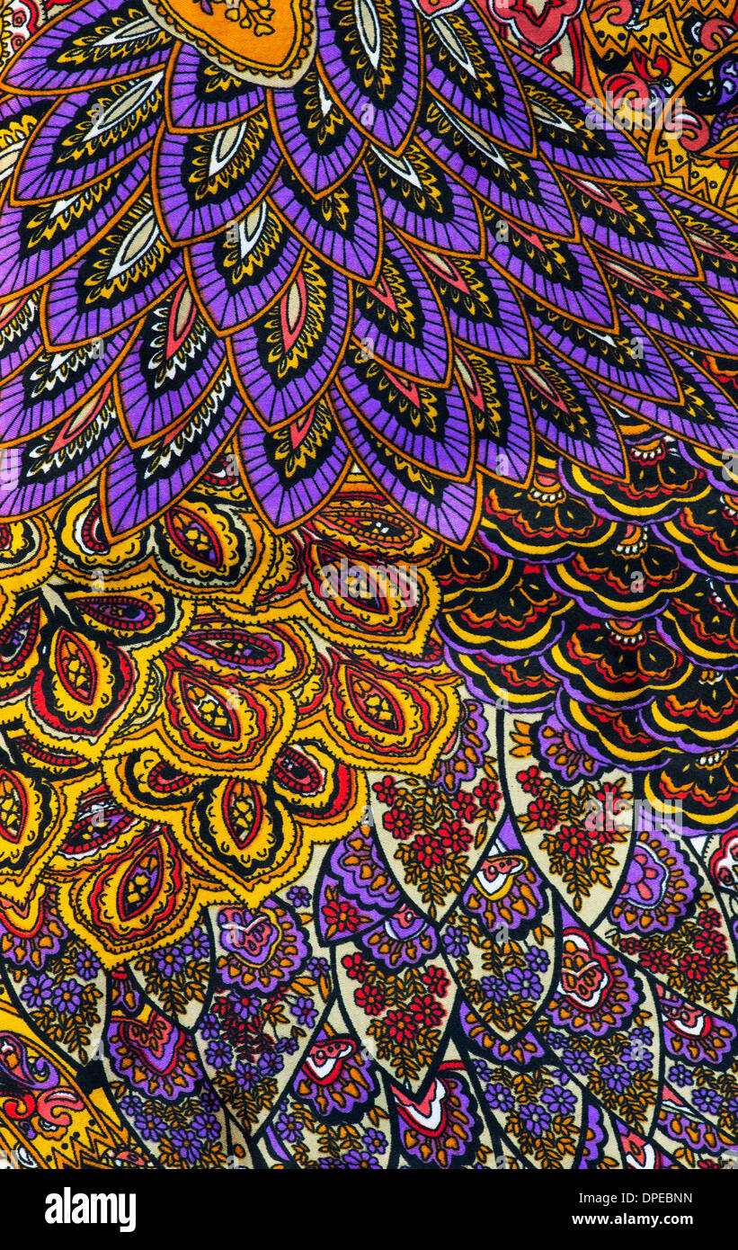Colourful feathered Indian silk sari material pattern Stock Photo - Alamy