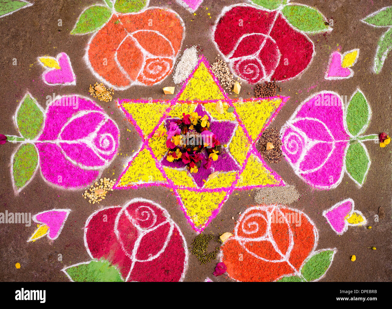 Easy Rangoli Designs With Flowers Petals
