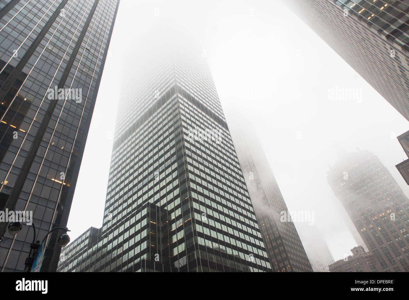 View of skyscrapers in mist, New York City, USA Stock Photo - Alamy
