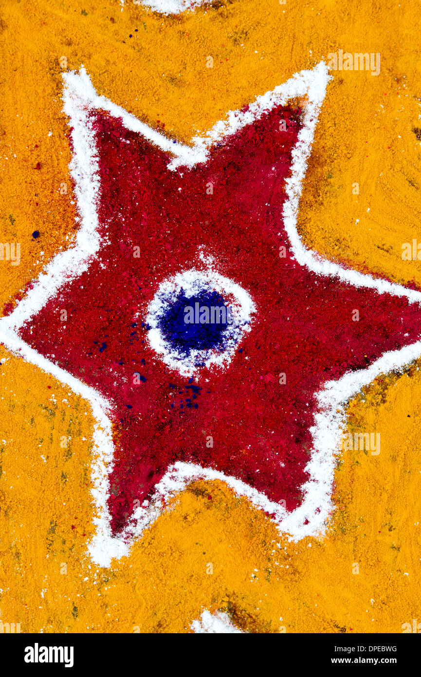 Rangoli festival coloured powder design in an Indian street Stock Photo ...