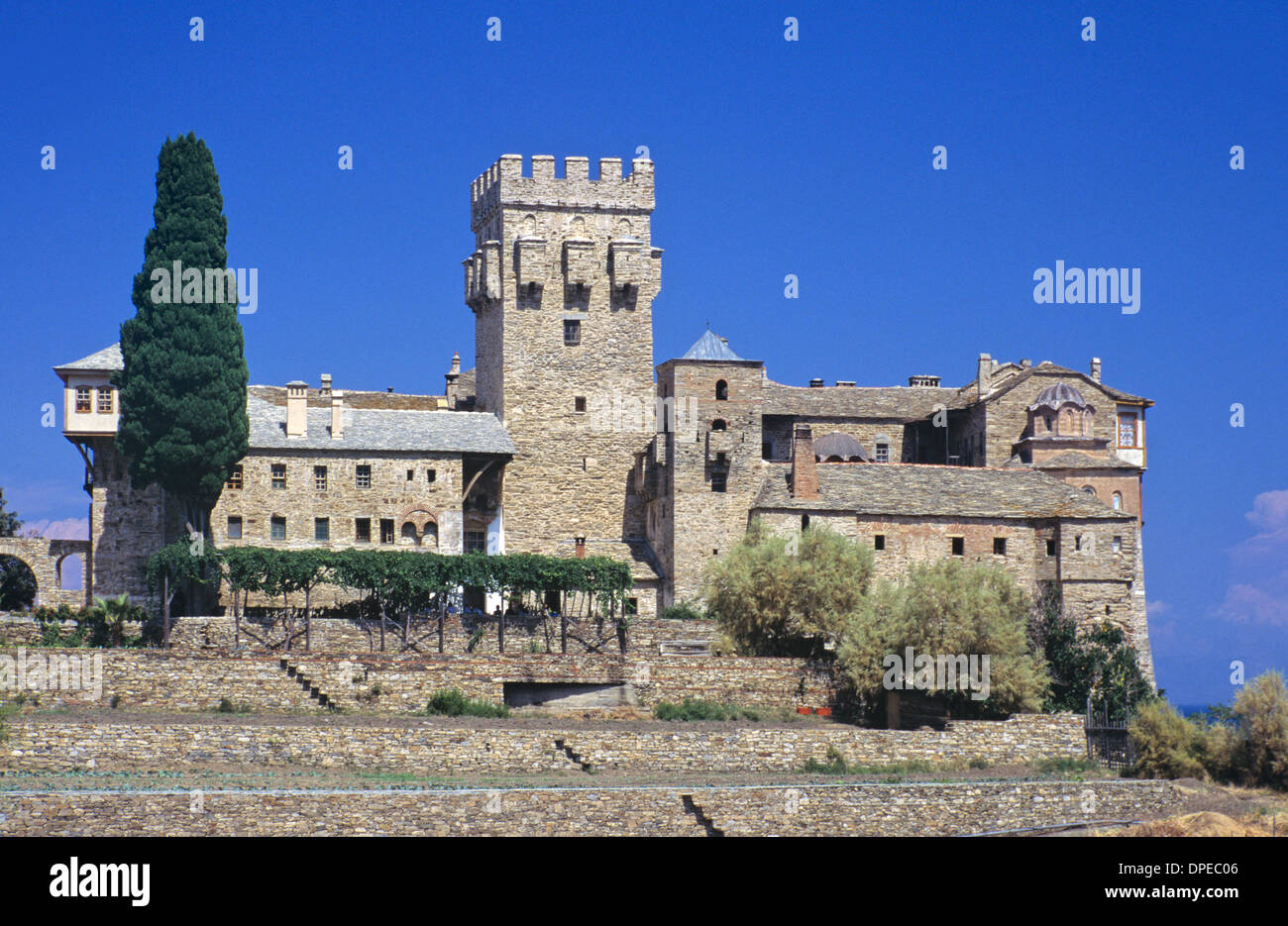 Fortified Tower of Greek Orthodox Stavronikita Monastery (1542) Mount ...