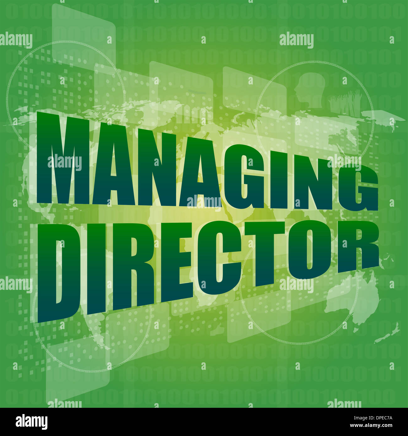managing directors words on digital screen background with world map ...