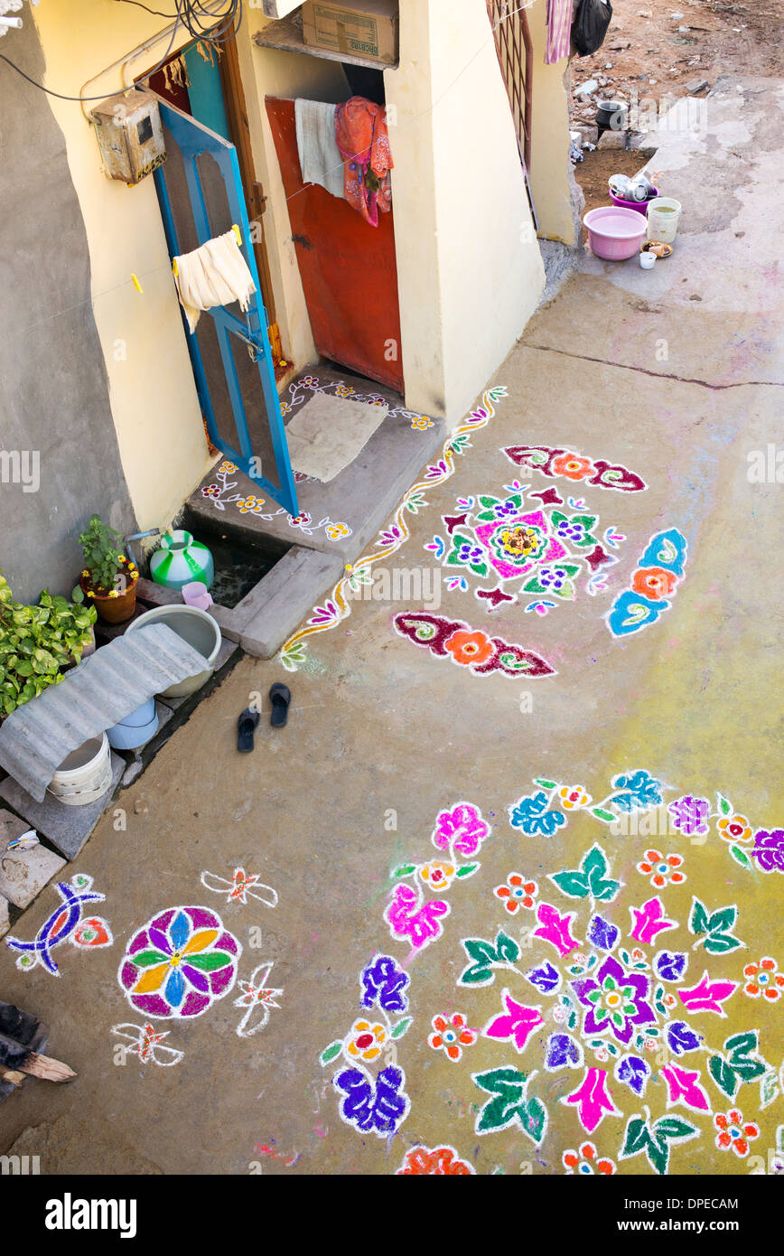Indian village street rangoli designs hi-res stock photography and ...