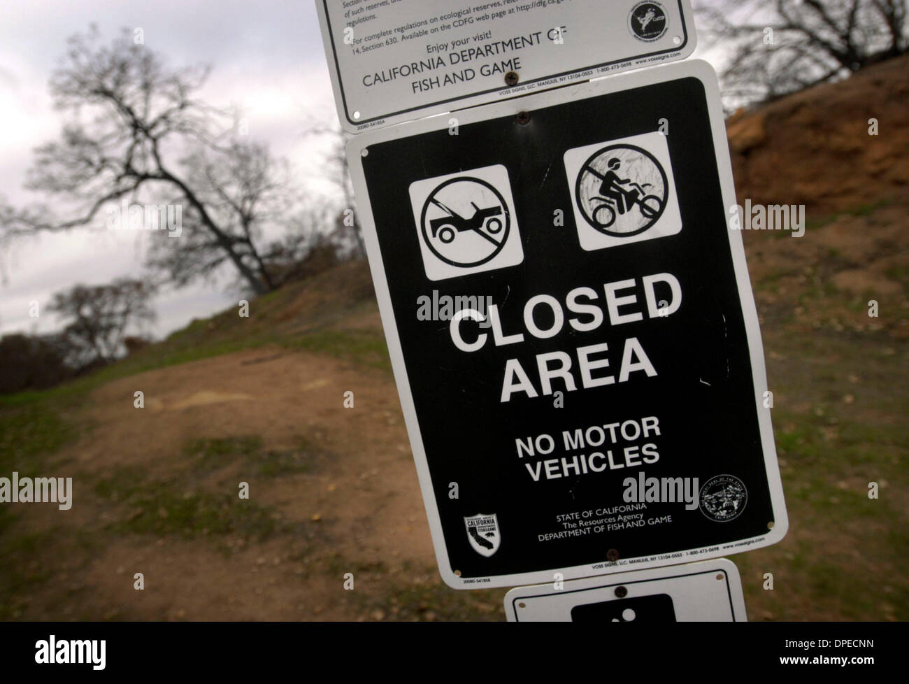 (Published 12/14/2003, B-1) A sign at the Crestridge Ecological Reserve ...