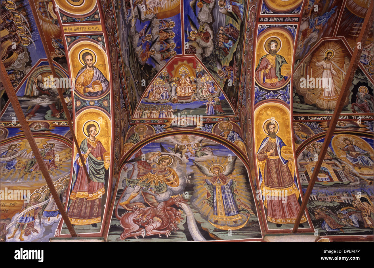 Frescoes or Wall Paintings on Ceiling of Narthex of Church Great Lavra ...